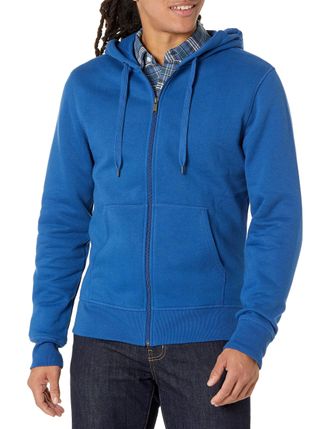 Amazon Essentials Herren Fleece-Kapuzenpulli mit durchgehendem Reißverschluss (erhältlich in den Größen Big & Tall), Blau, XL