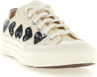 Comme Des Gar&ccedil;ons Heart-Print Canvas Sneaker - Off-White