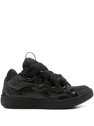 Lanvin baskets texturées à lacets - Noir