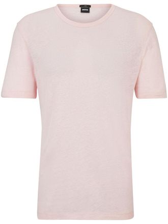 BOSS t-shirt en lin à manches courtes - Rose