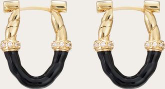 Ferragamo Damen Creolen mit Lack (S) Schwarz