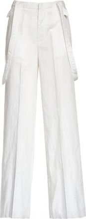 Dondup Femme, Pantalons, Blanc, Taille: 40 FR Pantalon Large avec Bretelles Amovibles