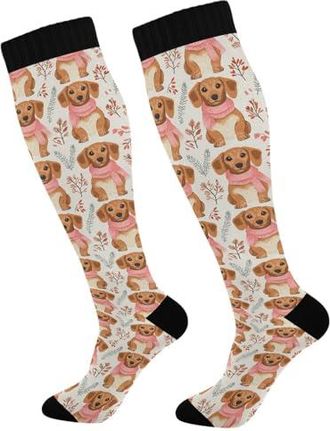 Generic Chaussettes De Contention Chien Animaux Fleurs Chiot Chaussettes De Bureau Confortables Classiques Élastique Bonneterie, Pour Running, Trekking, Gym, 