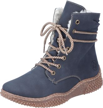 Rieker Winterboots RIEKER, Damen, Gr. 36, blau (dunkelblau), Lederimitat, Schuhe Winterboots, mit modischer Profillaufsohle, Topseller