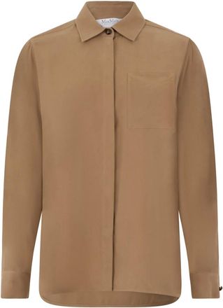 Max Mara Femme, Blouses et Chemises, Brun, Taille: 36 FR Chemise en soie avec poche poitrine