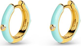 Singularu Spark Sky Enamel Creolen. Messing mit 18 Kt Vergoldeter Beschichtung und Emaille. Schmuck f&uuml;r Damen