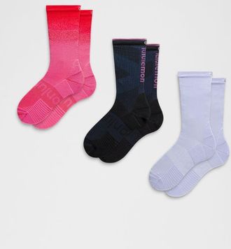 lululemon Chaussettes montantes Power Stride unisexes Lot de 3 - Rouge/Blue/Noir - Taille L