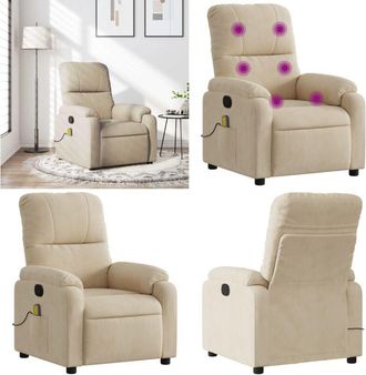vidaXL Massagesessel Creme Mikrofasergewebe - Massage Sessel - Relaxsessel - TV-Sessel - Bequeme Lounge Sessel - Microfaser Sessel - Home & Living