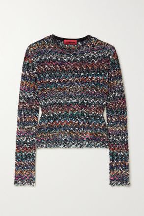 Missoni Pull Tricoté En Laine Métallisée À Rayures - Marron