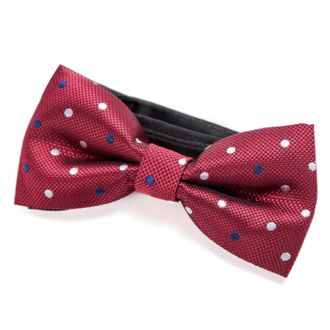 DonDon Edle gepunktete rote Fliege bzw. Schleife mit Haken - bereits gebunden und verstellbar