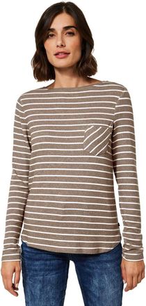 Cecil Damen B318623 Langarmshirt, Taupe Melange, XXL