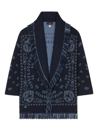 Alanui manteau frangé à motif cachemire - Bleu