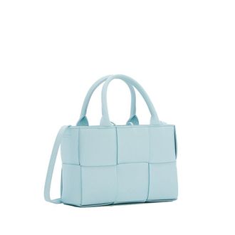 Bottega Veneta Womens Signature Intrecciato Weave Tote Blue Lamb Leather