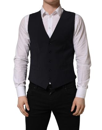 Dolce & Gabbana Wool-Blend Single Breasted Vest - Black