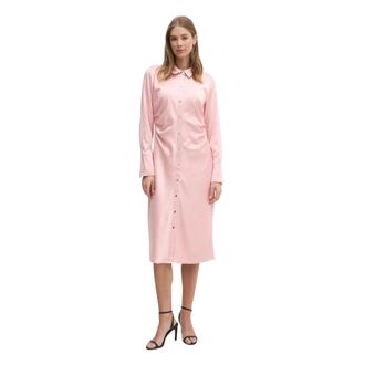 DKNY Dkny - Robe chemise mi-longue boutonn&eacute;e en satin - Femme - Robes - Rose - Taille: 32 FR