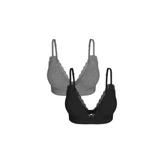 Calvin Klein Lot de 2 bralettes &agrave; dentelle en coton m&eacute;lang&eacute;