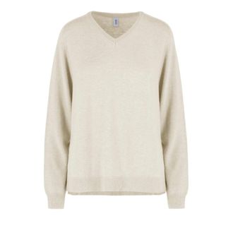 Bomboogie Femme, Pulls, Beige, Taille: 38 FR Pull en laine m&eacute;rinos &agrave; col en V