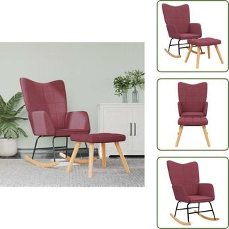 vidaXL Schaukelstuhl mit Hocker Stoff Weinrot - Schaukelstuhl - Relaxsessel - Lounge Chair - Esszimmerstuhl - Stuhl Mit Armlehnen