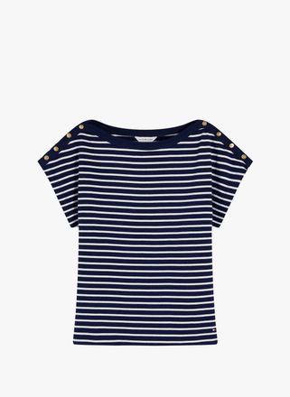 Tommy Hilfiger T-shirt &agrave; manches tombantes &agrave; boutons d&eacute;coratifs en coton