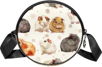 Generic Sac &agrave; bandouli&egrave;re rond pour femme, petit sac &agrave; bandouli&egrave;re avec fermeture &eacute;clair, bretelles r&eacute;glables, style d&eacute;contract&eacute;, cochon dInde, sac &agrave; main ron