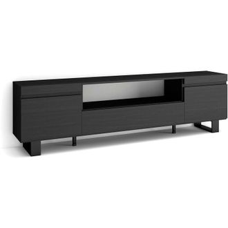 Skraut Home Skraut Home - Meuble tv, Banc T&eacute;l&eacute;, Grand espace de Rangement, 200x57x35cm, Pour les tv jusqu&agrave; 80, Design industriel, Style moderne, Noir