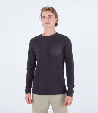 Hurley Herren Felton Thermal Crew Ls T-Shirt, schwarz, S