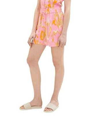Tom Tailor Denim TOM TAILOR Denim 1036511 Short avec Motif, 31704-Imprimé Rose Abstrait, M Femme