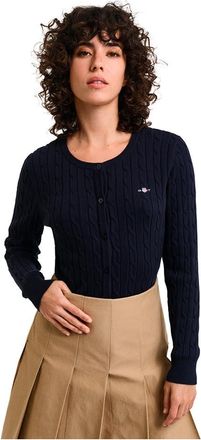 GANT Damen Stretch Cotton Cable Cardigan Strickjacke, Evening Blue, L EU