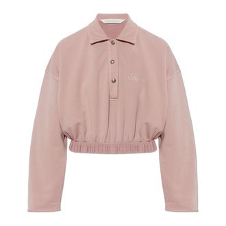 Palm Angels Cropped Langarm-Poloshirt - - Tops - Damen - Rosa - S