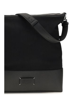 Maison Margiela Mens Hobo Shoulder Bag Medium 5ac Black Calf Leather