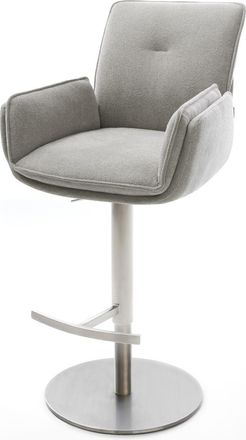 DELIFE Barstuhl Nela-Flex Strukturstoff Soft Grau Drehfu&szlig; h&ouml;henverstellbar Edelstahl Silberfarben, Barst&uuml;hle