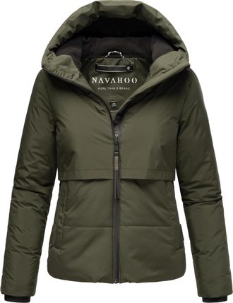 Navahoo Damen Winterjacke warme Steppjacke mit Fleece-Innenfutter und Kapuze Liebesküken XIV Dark Olive Gr. XXL