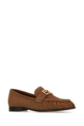 Fendi Womens Nabuk Loafer Beige Suede