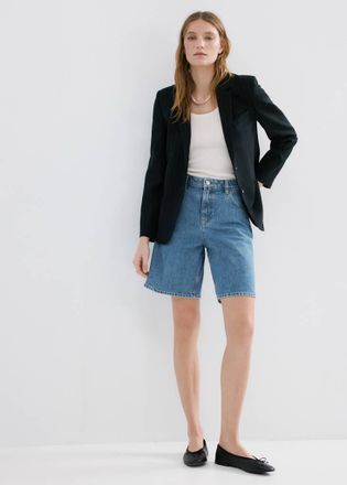 Mango Bermuda en jean droit taille haute bleu moyen - Femme - 32 - MANGO