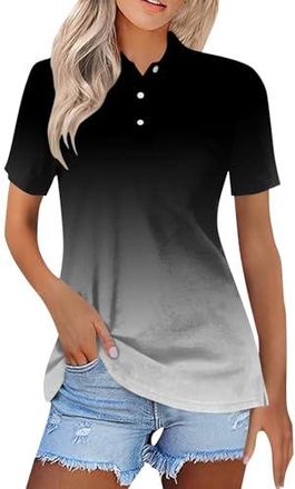 Generic Polo classique habill&eacute; &agrave; manches courtes et col boutonn&eacute; pour femme, Z01-noir., 3XL