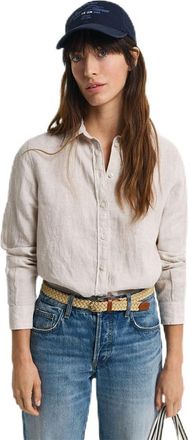 GANT Damen REG Linen Shirt Bluse, Dry Sand, 38