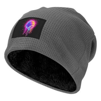 Ahdyr Bonnet en Maille gaufr&eacute;e Volleyball Drip Game Day, Polaire, Chaud et Chaud pour lhiver, pour Hommes et Femmes, Noir