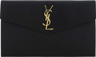 Saint Laurent Uptown Umschlag-Clutch von aus Grain de Poudre-Leder mit YSL-Logo