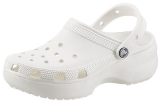 Crocs Clog CROCS Classic Platform Clog W, Damen, Gr. 36, wei&szlig;, Croslite, unifarben, Schuhe Clog, Sommerschuh, Schlappen, Hausschuh, trendige Plateausohle