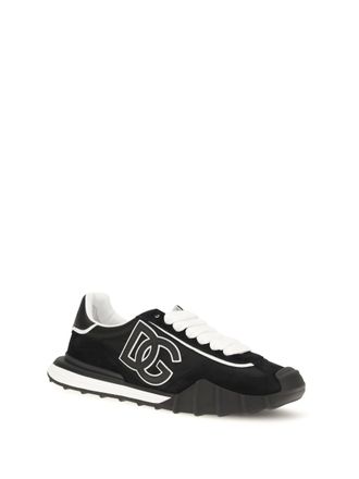 Dolce & Gabbana DG Logo Leather Sneakers - Black