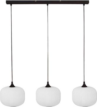 Vente-Unique Vente-unique - Suspension en m&eacute;tal et verre 3 abat-jours - l. 99 x h. 128 cm - Noir et blanc - glenora