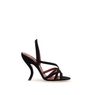 Valentino Garavani Femme, Chaussures, Noir, Taille: 38 EU Sandale Fetishique en velours avec détail VLogo