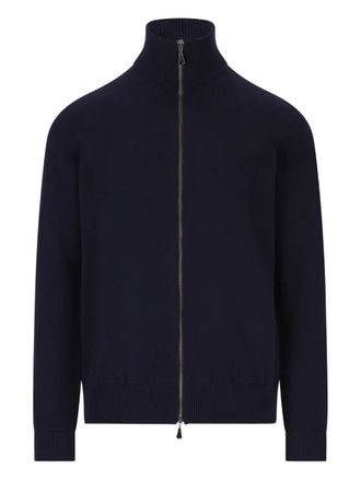 Alpha Studio cardigan zippé à col montant - Bleu