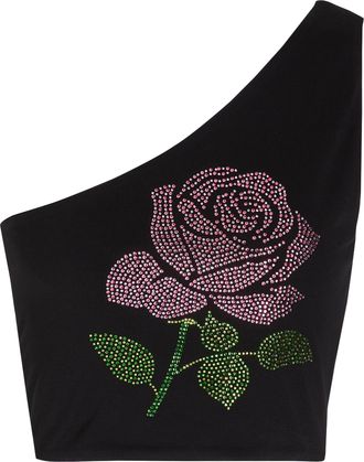 8 by YOOX PRINTED JERSEY ONE-SHOULDER TOP