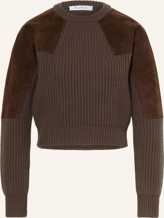 Max Mara Pullover Tropico Mit Leder braun