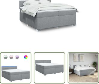 vidaXL Matratze - Boxspringbett mit Matratze Hellgrau 200x200 cm Stoff