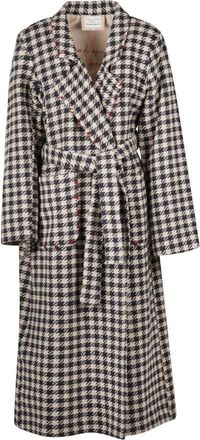 Alessia Santi Femme, Manteaux, Multicolore, Taille: 34 FR Long Pied-de-Poule Coat