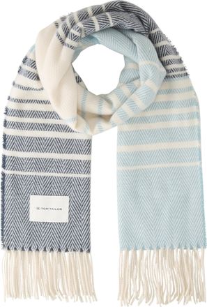 Tom Tailor Damen 1048055 Schal mit Fischgr&auml;tmuster, 38759-Teal White Heringbone Scarf, One Size