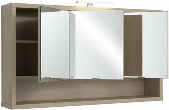 Composad Composad - Badmöbel-Komplettset mit Waschtisch, Sockel und Eiche und Marmor Kommode -Spiegel-Panel