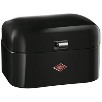 WESCO Boîte à pain Single Grandy de couleur noire, tôle dacier revêtue par pulvérisation, trous daération et poignée stable, 22 x 26,8 x 17,5 cm